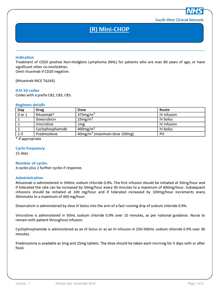 R-mini-CHOP | PDF | Intravenous Therapy | Clinical Medicine