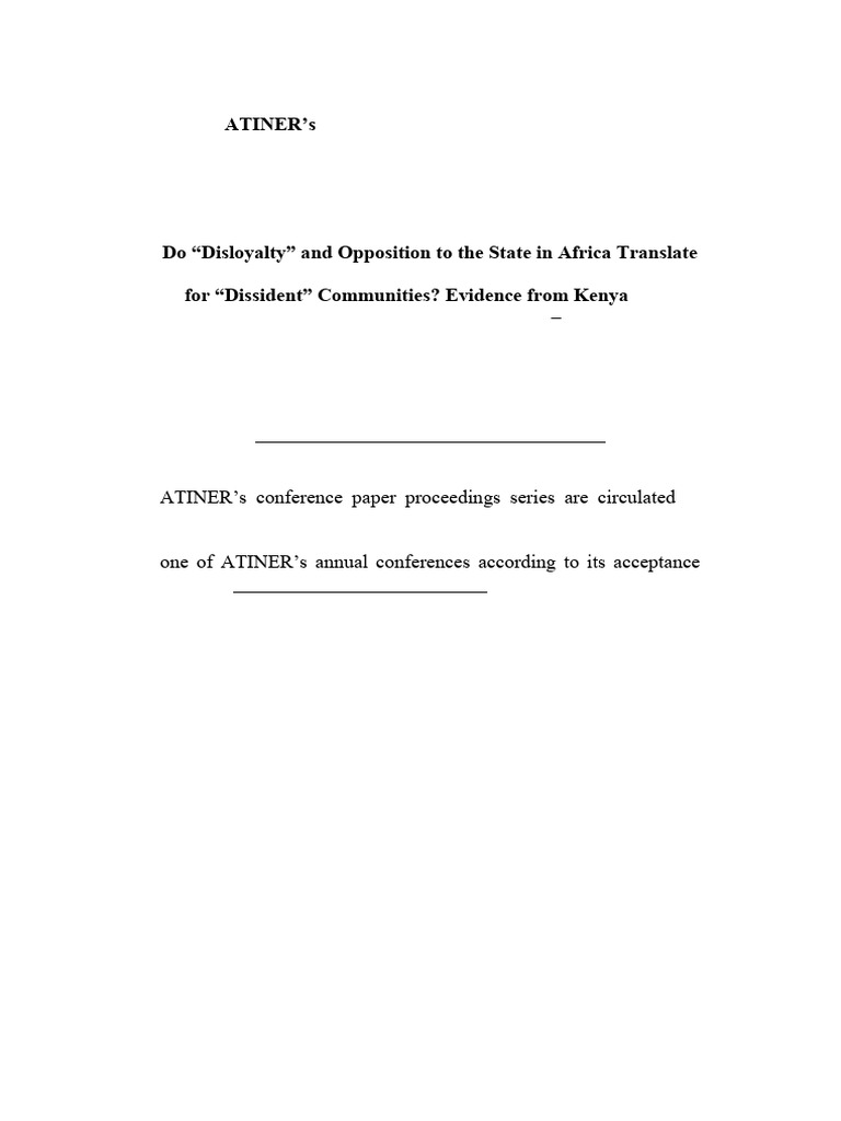 Atiner Conference Presentation Series No: Pol2020-0192: Albert Omulo ...