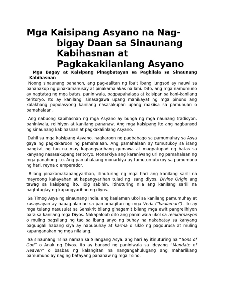 Mga Kaisipang Asyano | PDF