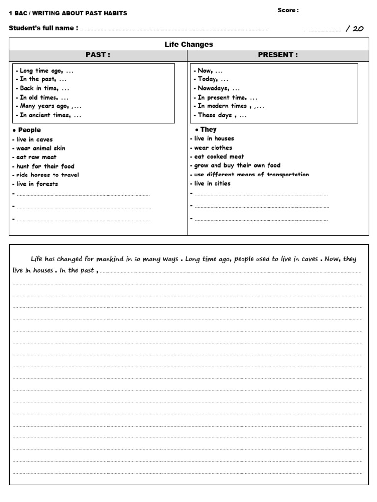 1 Bac. Writing About Past Habits - PDF Version 1 | PDF