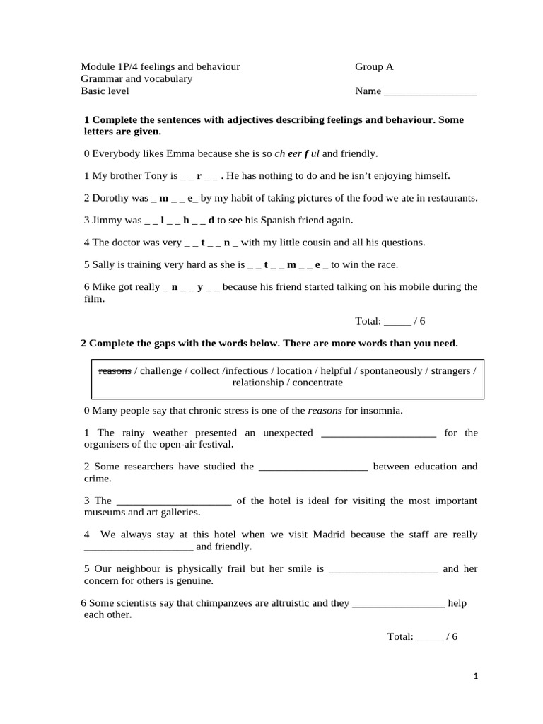 Feelings and Behaviour Basicp | PDF | Language Mechanics | Linguistic Morphology