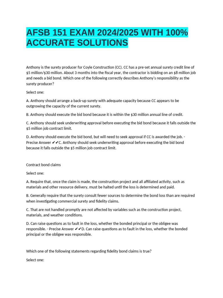 AFSB 151 | PDF | Surety | Reinsurance