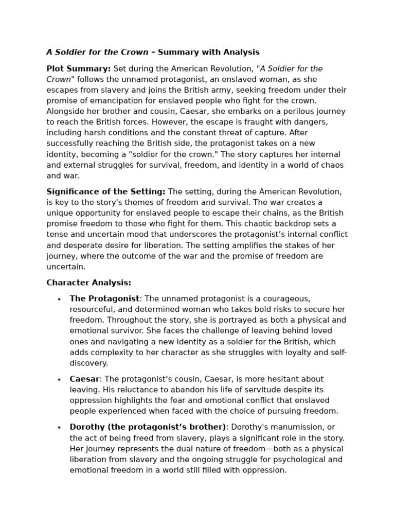 A Soldier For The Crown Study Paper | PDF | Slavery | American Revolution