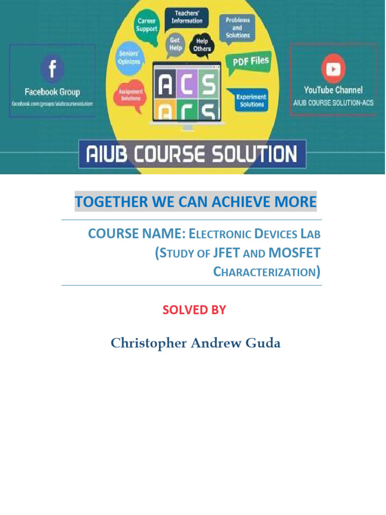 JFET and MOSFET Characterization Lab | PDF | Field Effect Transistor ...