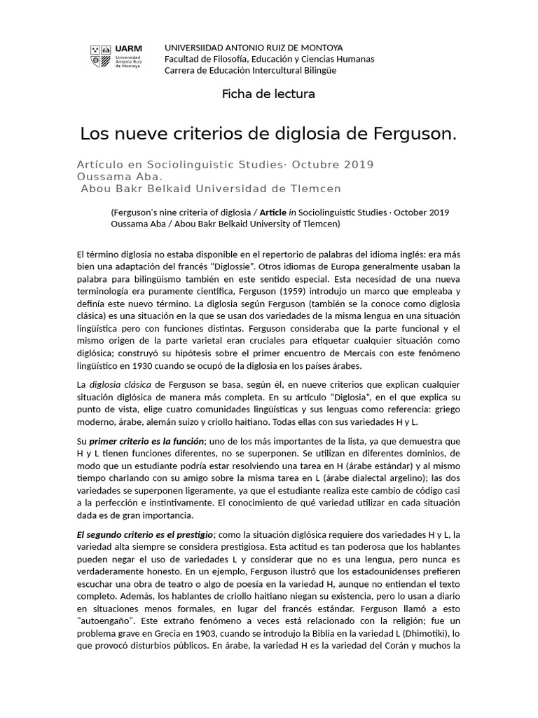 Causas y Consecuencias de la Diglosia | PDF | Arábica | Gramática