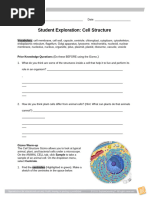 Student Exploration: Cell Structure | PDF | Cell (Biology) | Eukaryotes