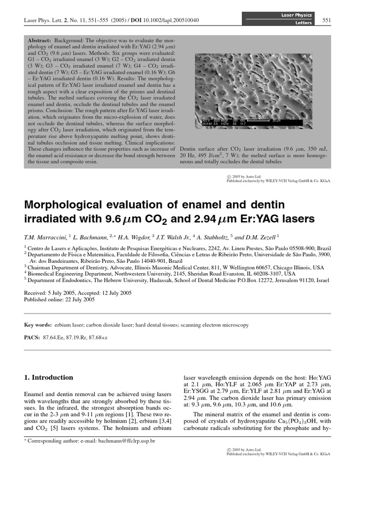 Laser Physics Letters Morphology | PDF | Tooth Enamel | Laser