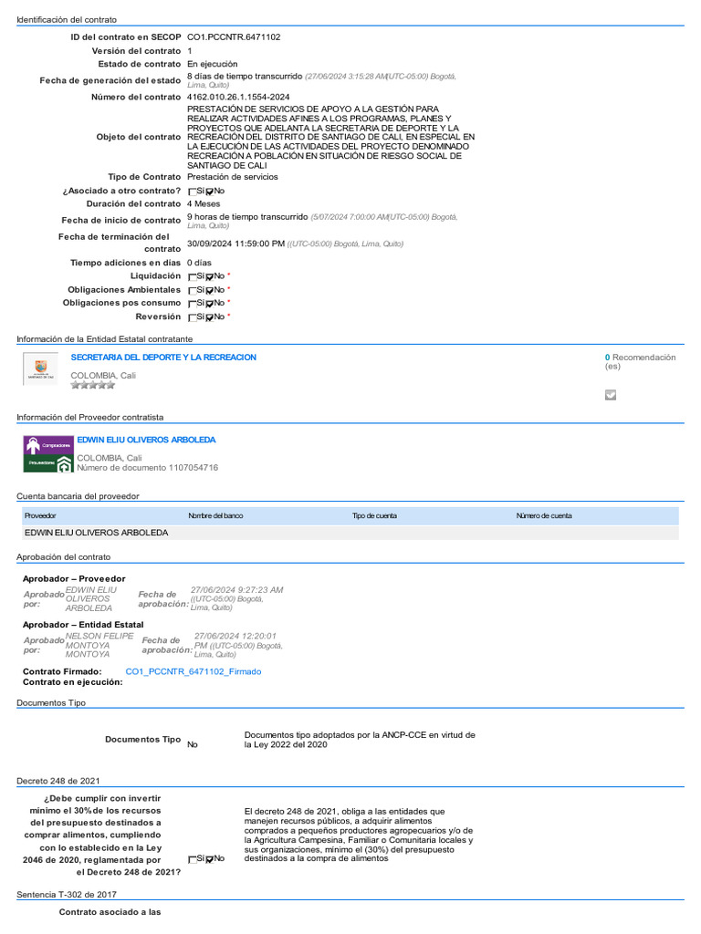 Contrato Edwin Oliveros | PDF | Multa (pena) | Seguridad y salud ocupacional