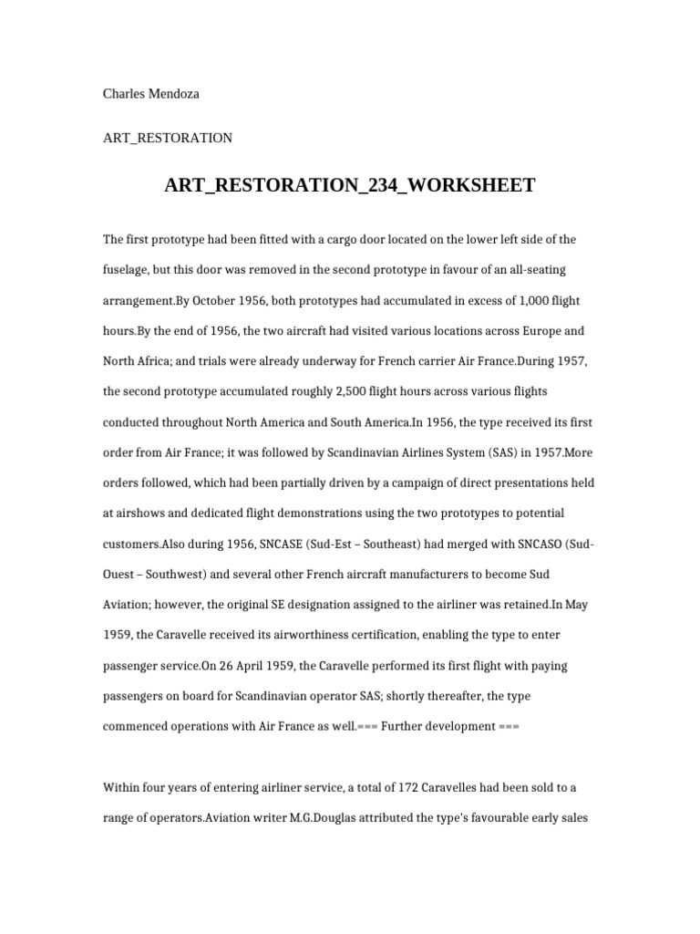 Art Restoration 234 Worksheet | PDF | Aerospace Engineering | Aviation