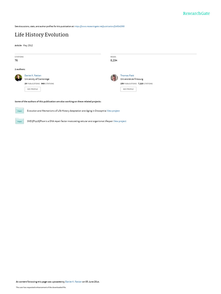 Life History Evolution Explained | PDF | Natural Selection | Fitness ...