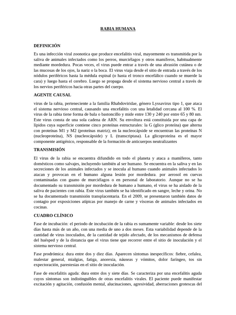 Rabia Humana Completo | PDF | Rabia | Medicina