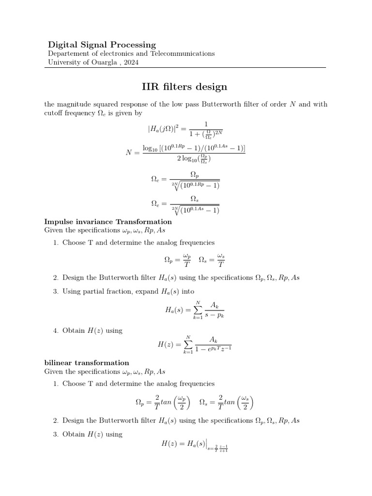 IIR_Filter_design | PDF | Filter (Signal Processing) | Low Pass Filter