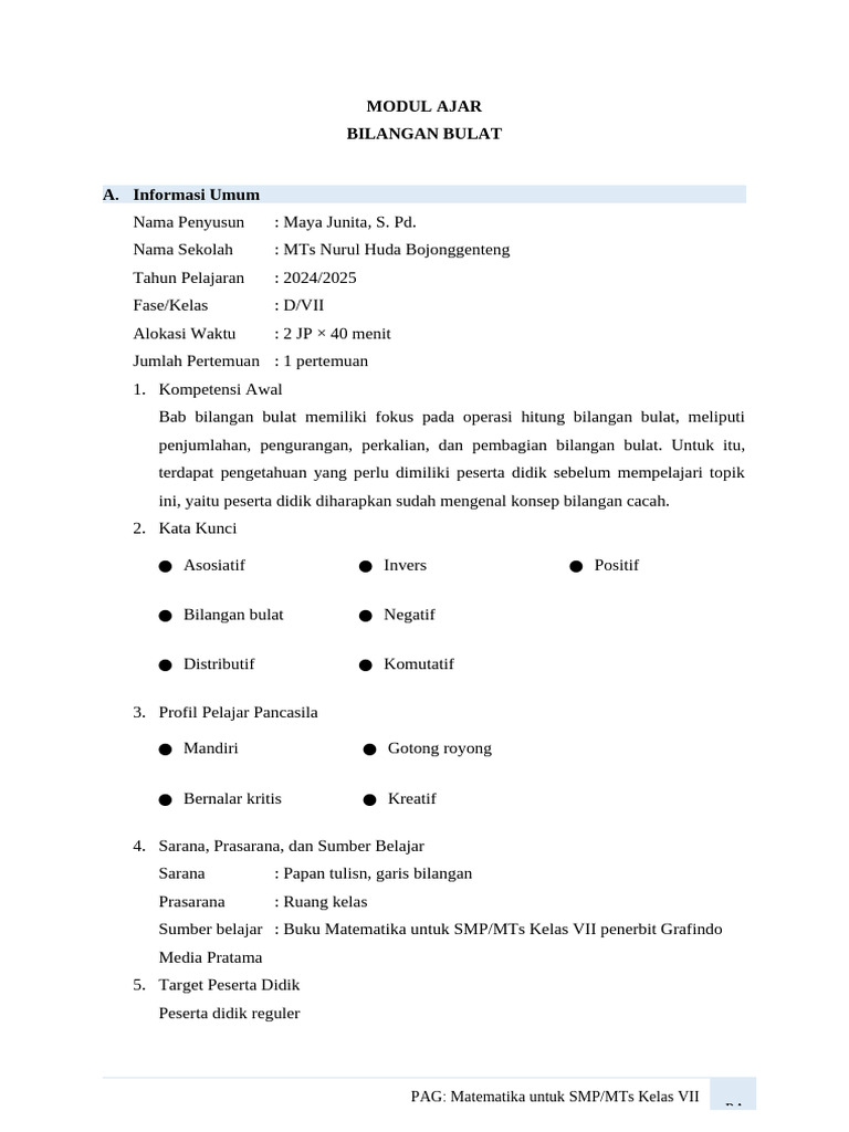 Modul Ajar Bab 1 Bu Maya Asesor | PDF