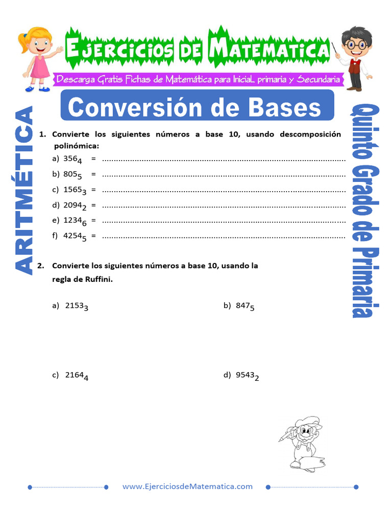 Conversión de Bases para Quinto Grado | PDF
