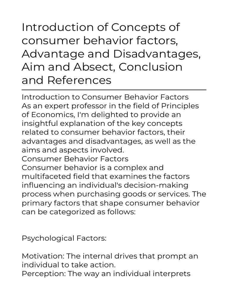 Introduction of Concepts of Consumer Behavior Factors, Advantage and ...