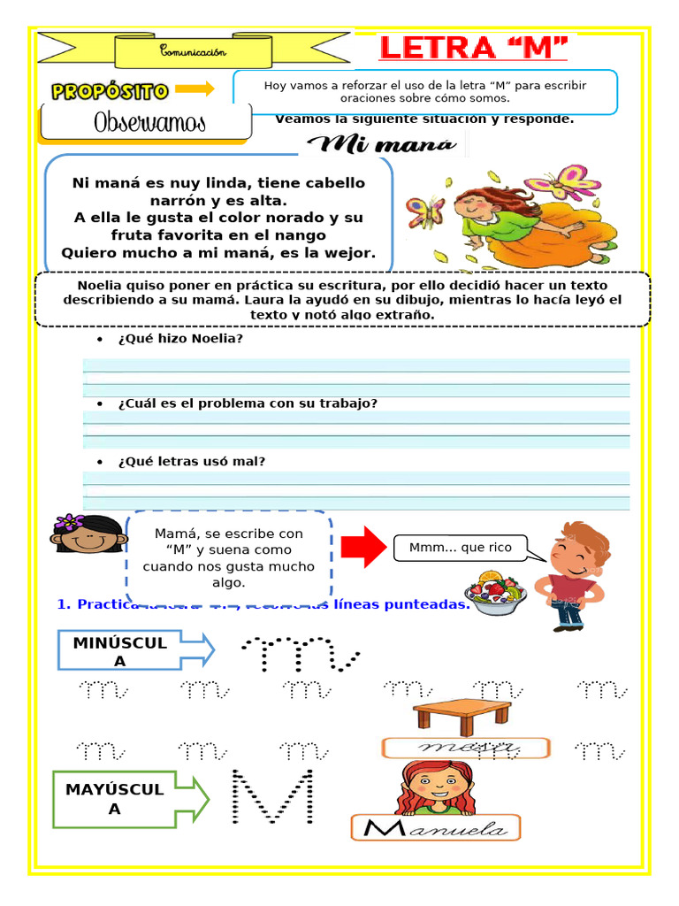 Practicando la Letra "M" | PDF