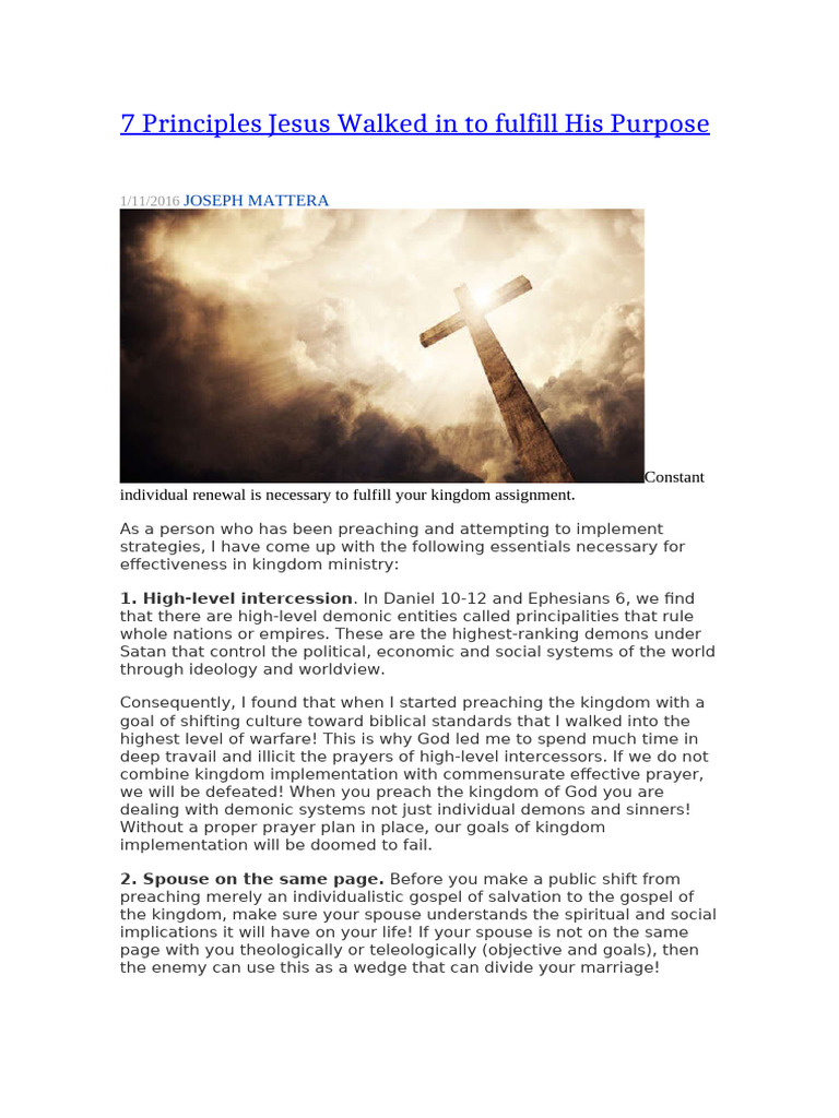 7 Principles Jesus Walked in To Fulfill His Purpose | PDF | Jesus ...