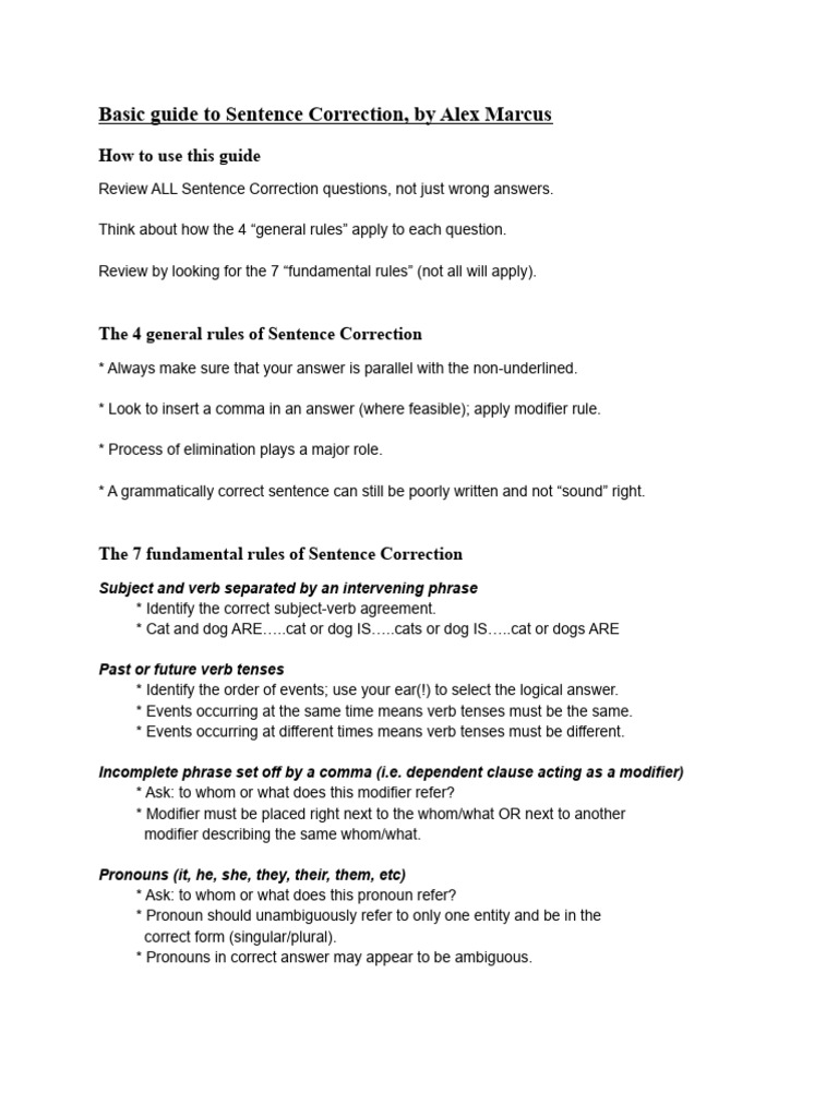 (Copy) Sentence Correction | PDF | Verb | Linguistics