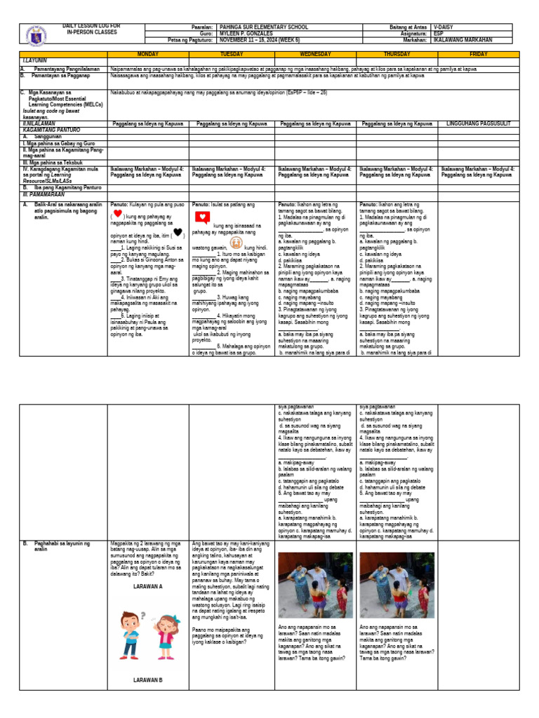 DLL ESP (MELCs) W5 | PDF