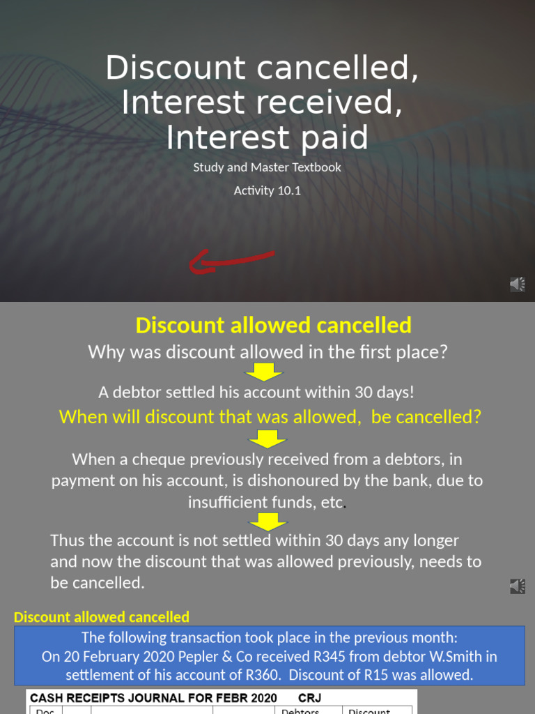 Gr10 Ch10 Act 10 - 1 Discount Cancelled, Interest PPVR | PDF | Debits ...