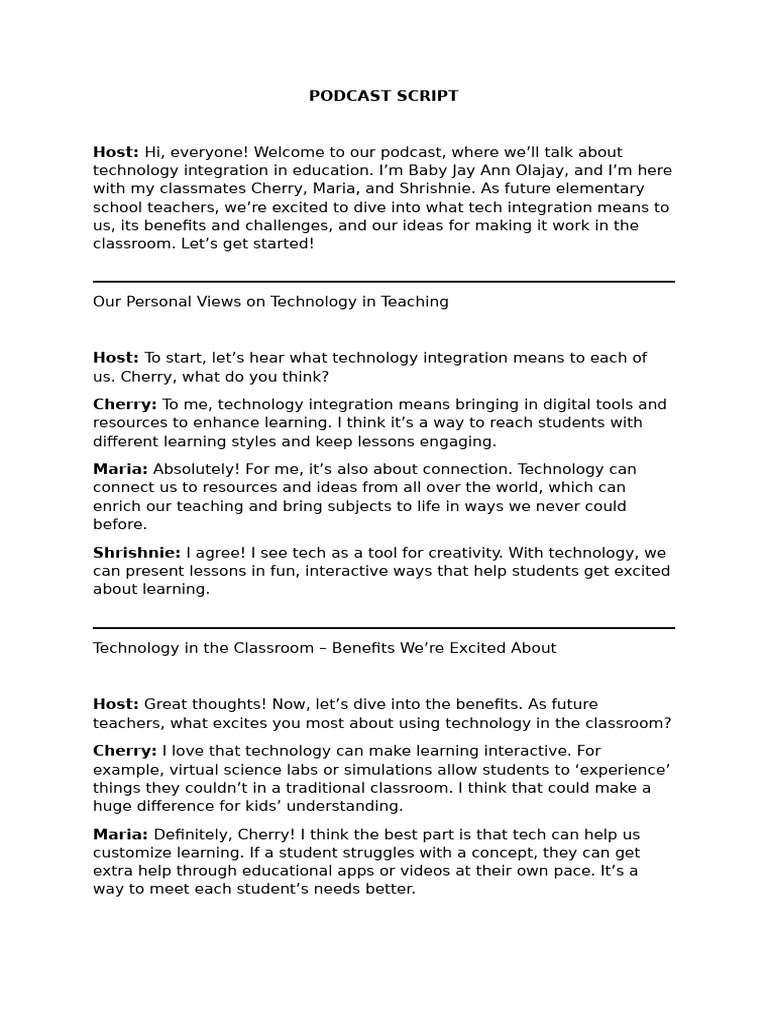 PODCAST-SCRIPT | PDF | Teachers | Mentorship