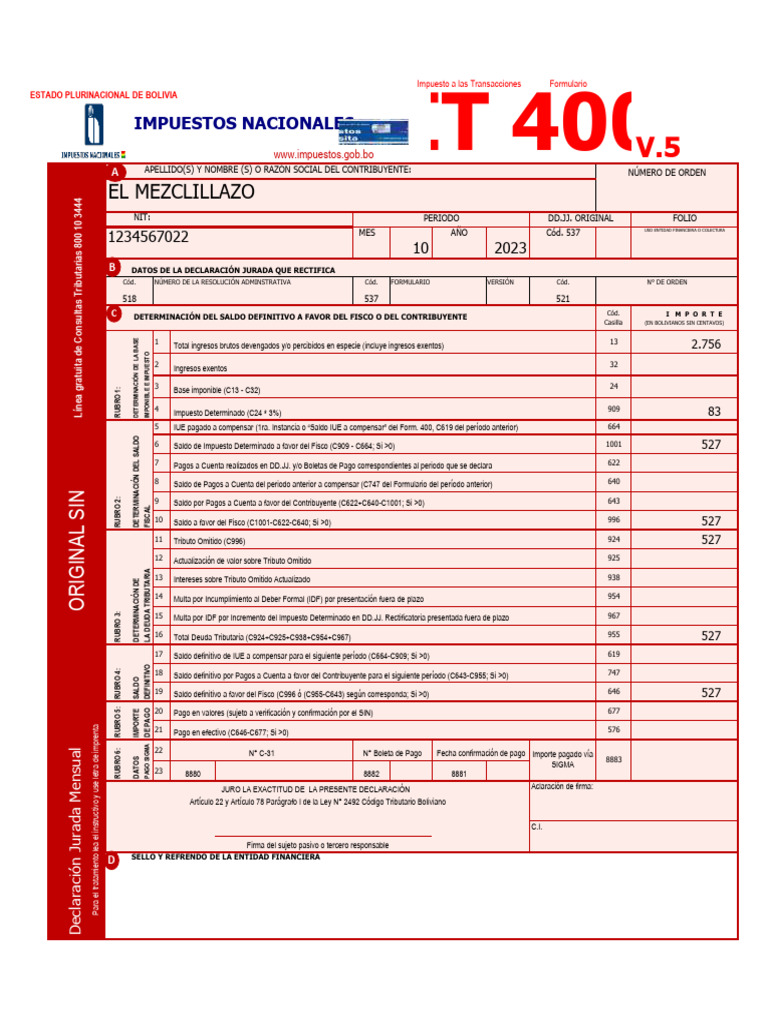 Formulario 400 | PDF | Impuestos | Finanzas del gobierno