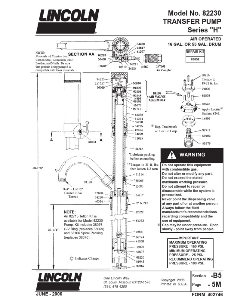 Lincoln 82230 Transfer Pump | PDF | Valve | Pump