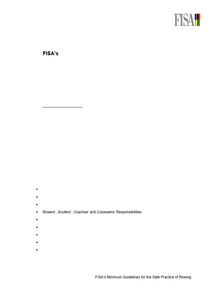 FISA's Minimum Guidelines For The Safe Practice of Rowing: General | PDF | Cardiopulmonary ...