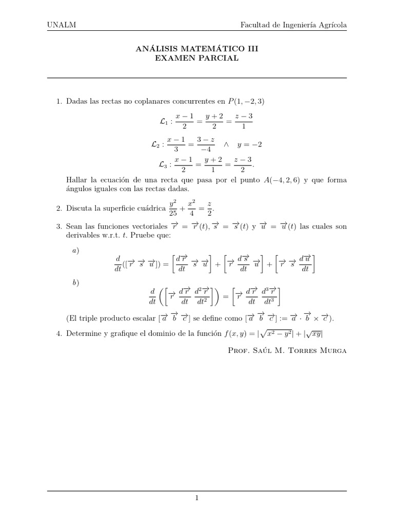 P,, X y Z: AN Alisis Matem Atico Iii Examen Parcial | PDF | Álgebra abstracta | Álgebra lineal