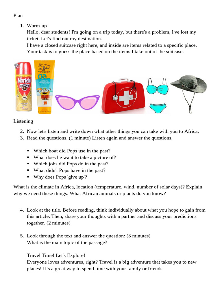 Lesson Traveling Africa | PDF