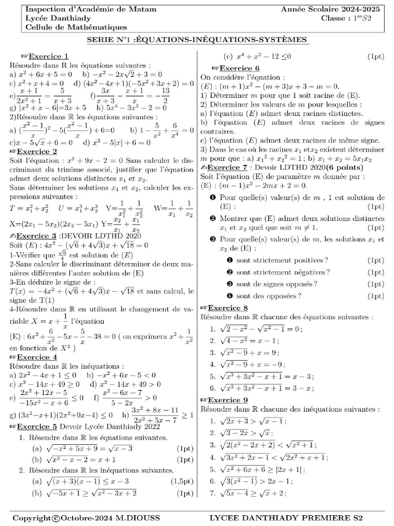 1S2 Equa-Ineq-Syst LDTHD | PDF