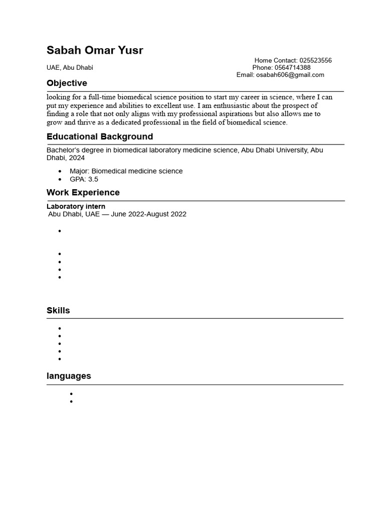 Sabah CV | PDF