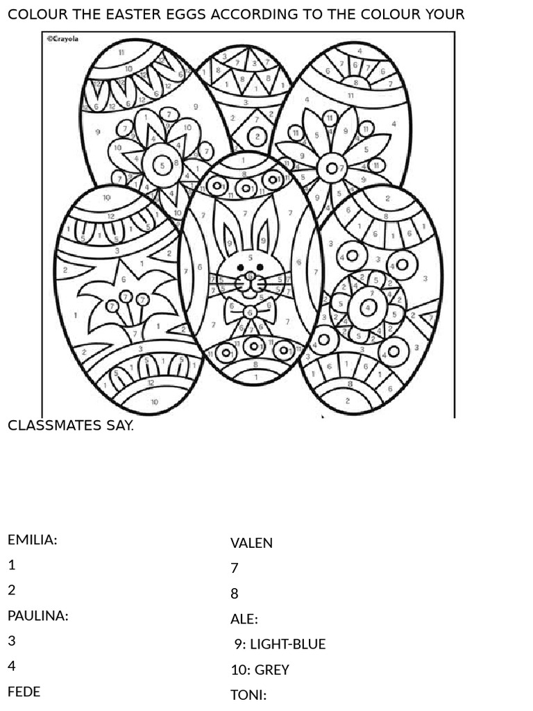 Colour The Easter Eggs According To The Colour Your Classmates Say ...