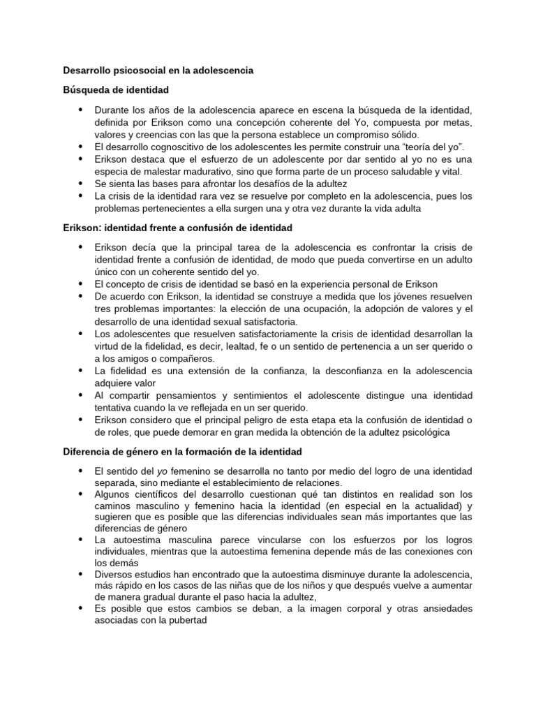 Desarrollo Psicosocial en La Adolescencia | PDF | Adultos | Adolescencia