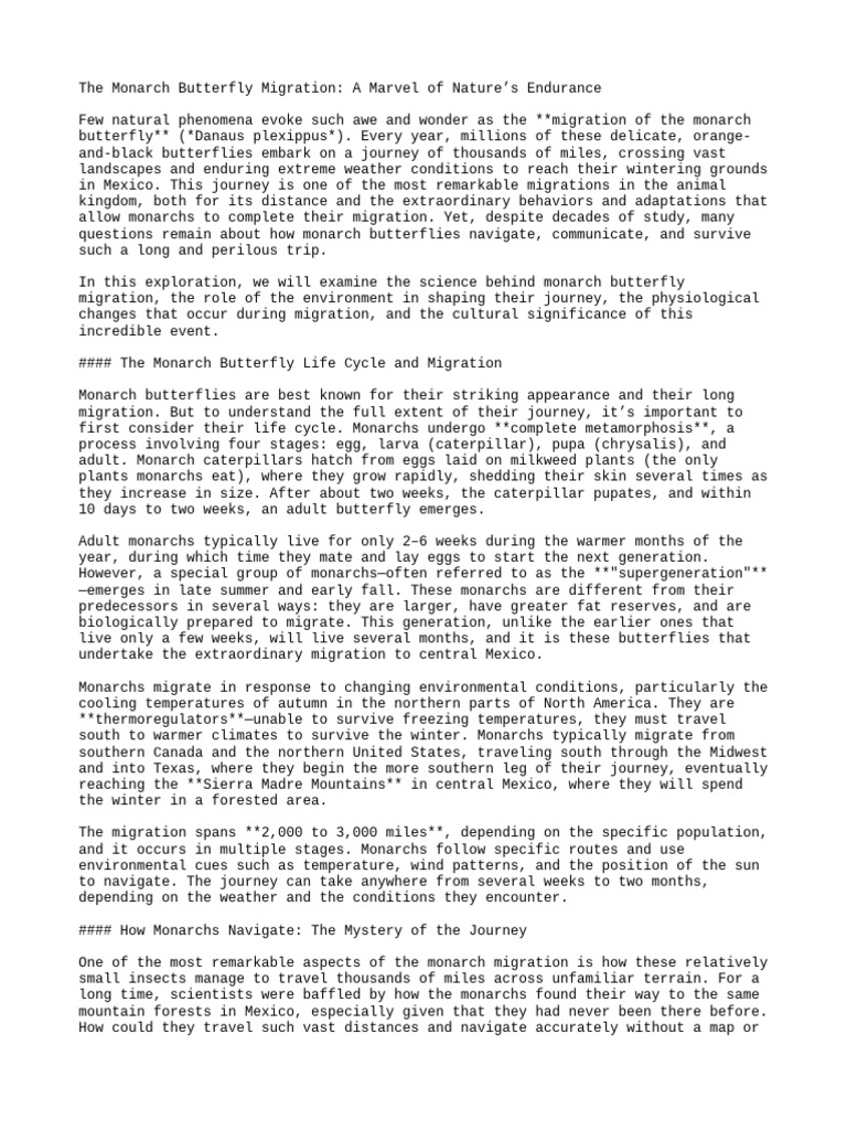 The Monarch Butterfly Migration A M | PDF | Pupa | Butterfly