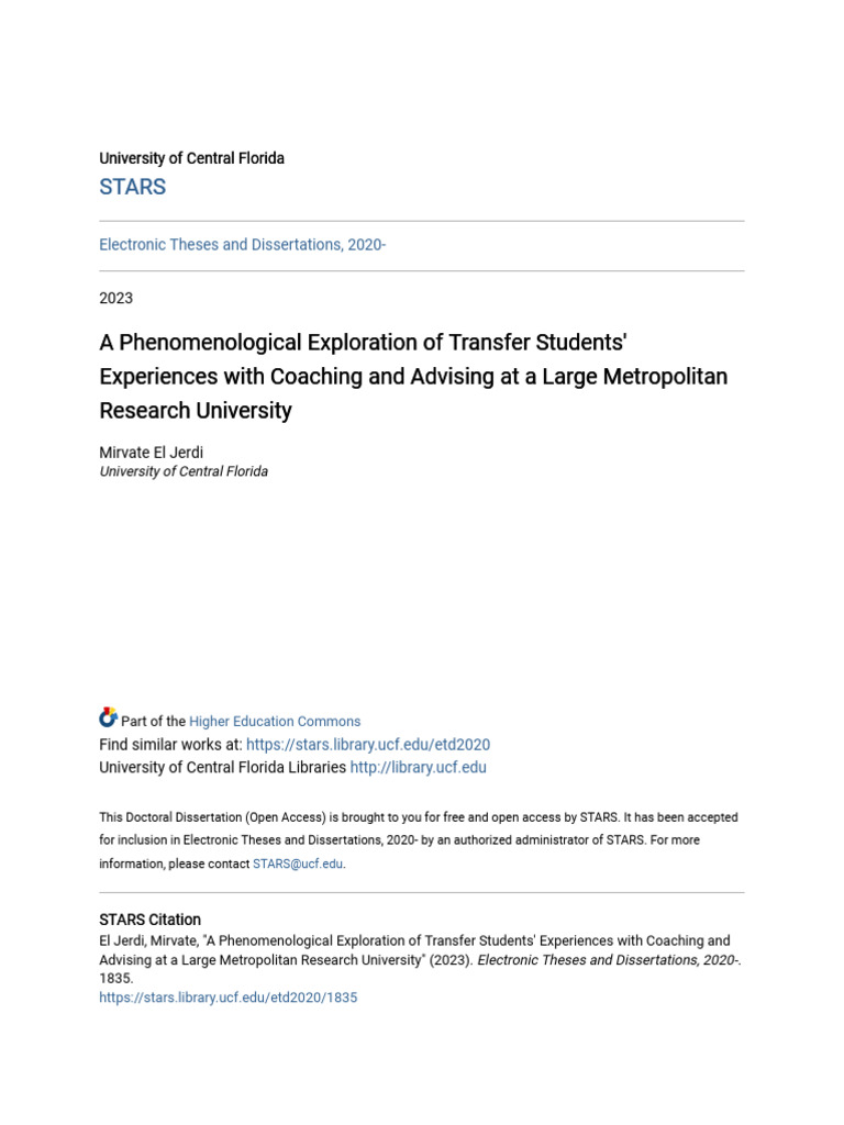 Transfer Students' Coaching Insights | PDF | Associate Degree | Thesis