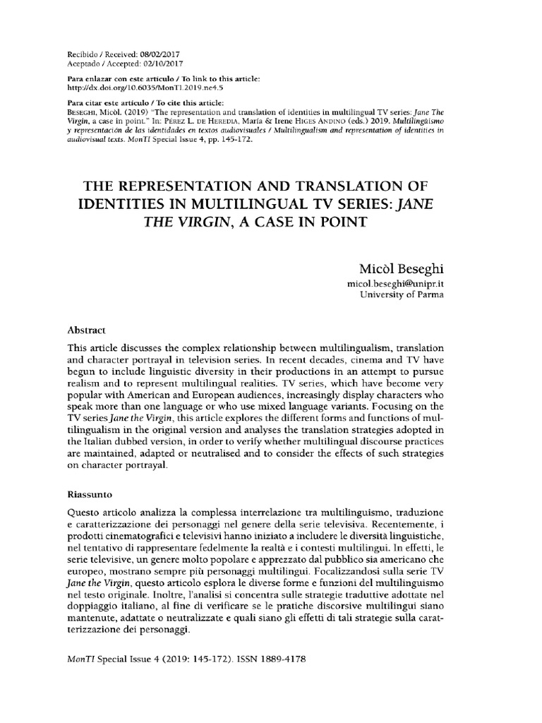 View of The Representation and Translation of Identities in ...
