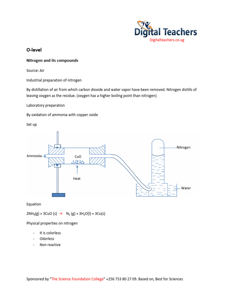 Nitrogen and Its Compounds Overview | PDF | Nitrogen | Nitric Acid
