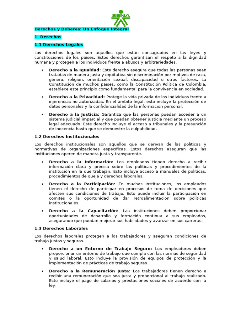 Derechos y Deberes: Guía Integral | PDF | Derecho laboral | Privacidad