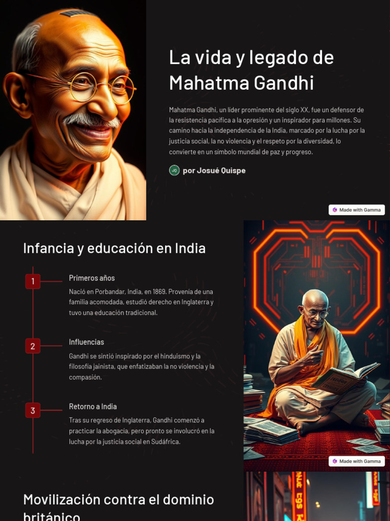La Vida y Legado de Mahatma Gandhi | PDF | Mahatma Gandhi | Movimiento ...