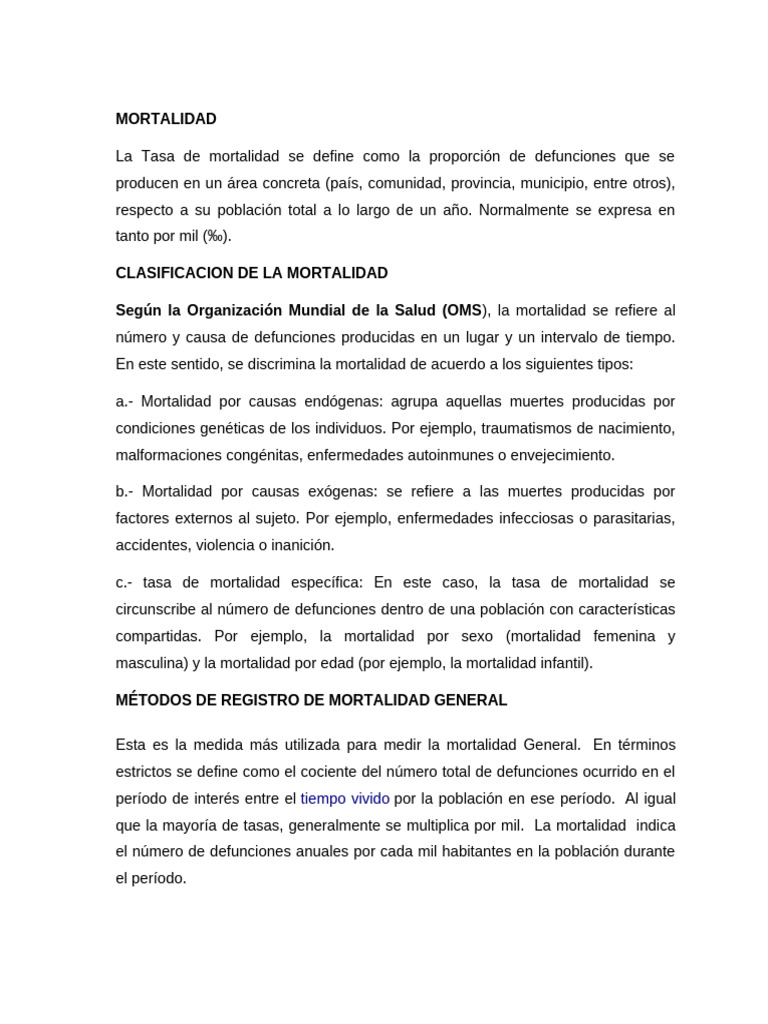 Mortalidad | PDF | Tasa de mortalidad | Mortalidad infantil