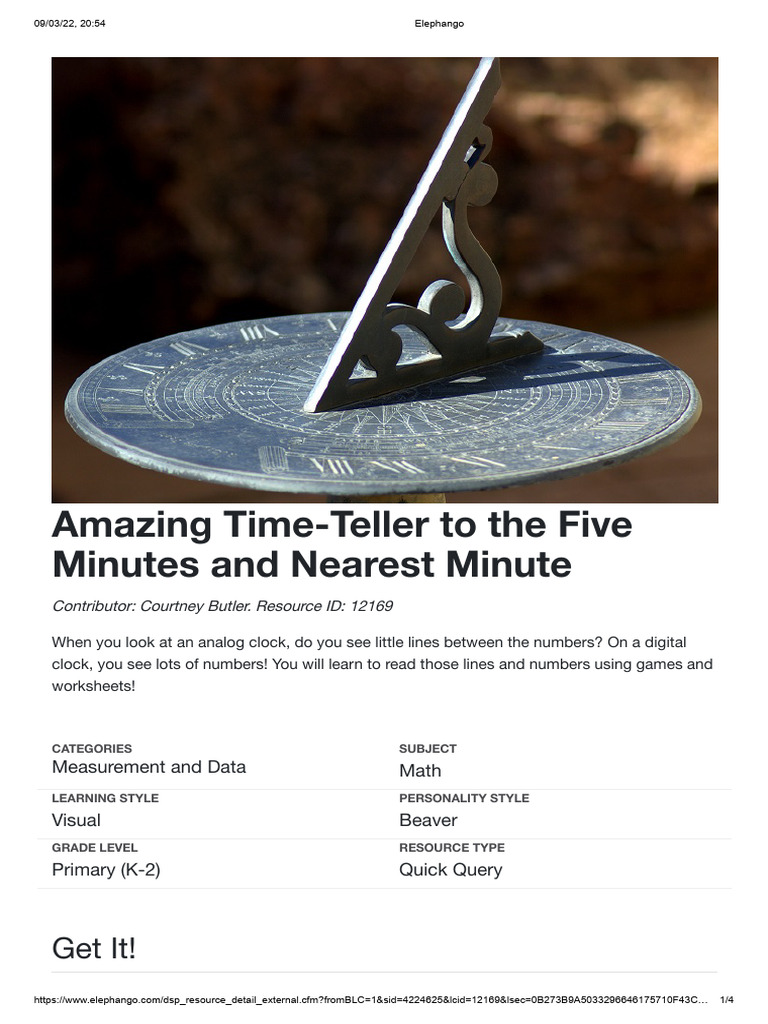 Amazing Time-Teller To The Five Minutes and Nearest Minute | PDF | Clock