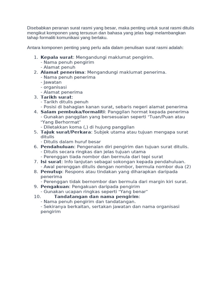 Elemen Penting Dalam Menulis Surat Rasmi | PDF