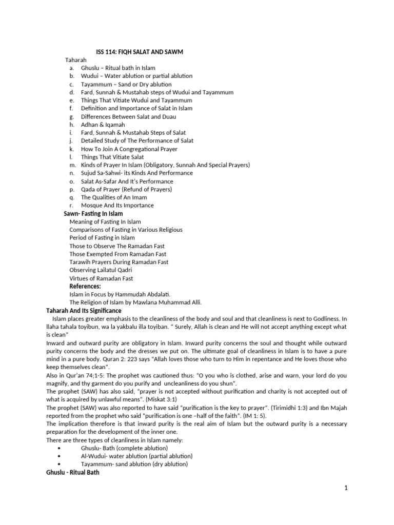 Islamic Rituals: Salat and Sawm Guide | PDF | Mosque | Sharia