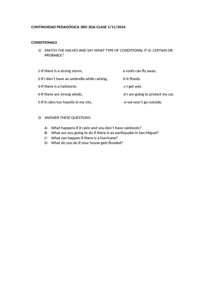 Continuidad Pedagógica 3ro 2da | PDF
