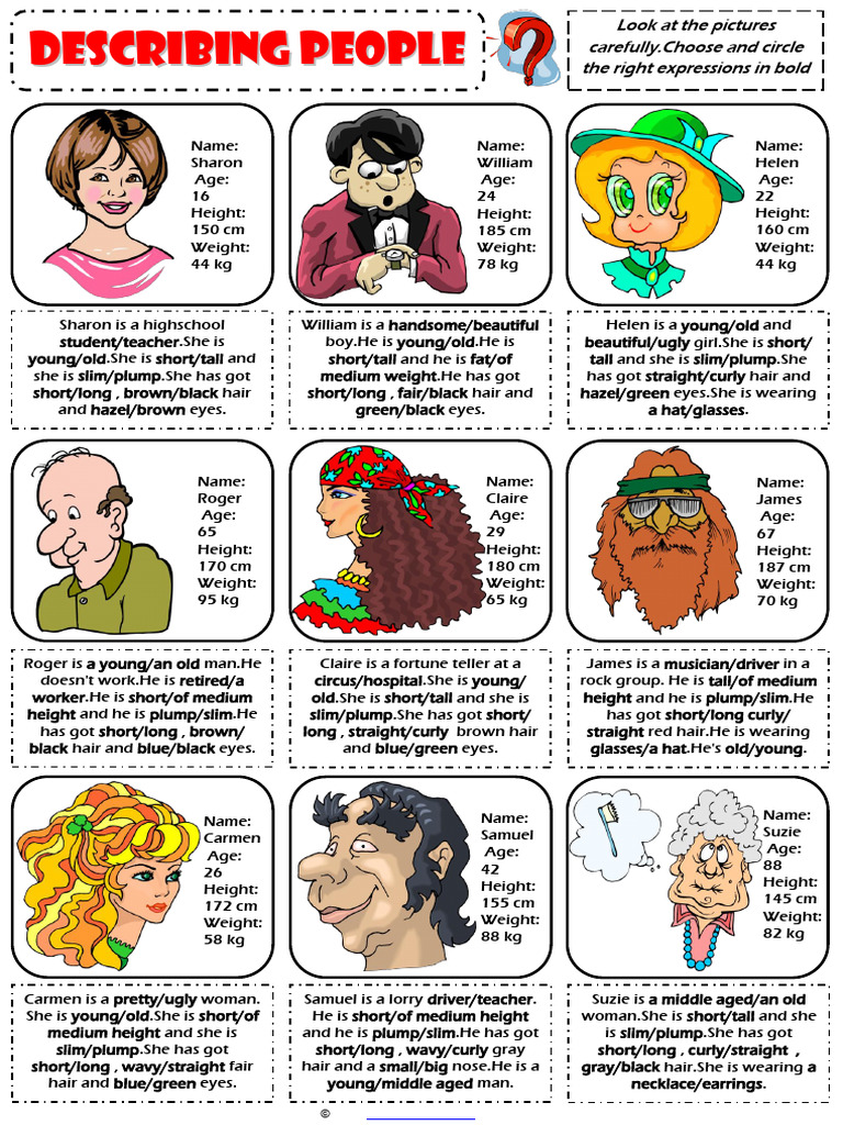 Describing People Physical Appearance Worksheet | PDF | Human ...