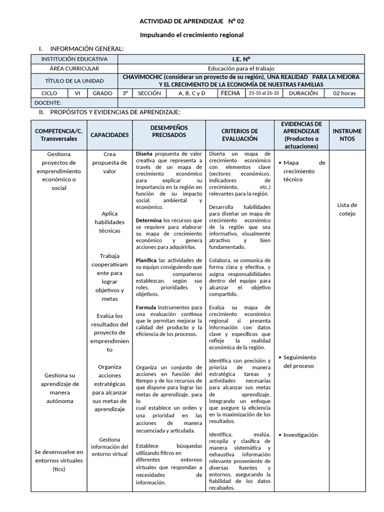 Actividad de Aprendizaje 02 - U7 - Tercer Grado 2024.. | PDF ...