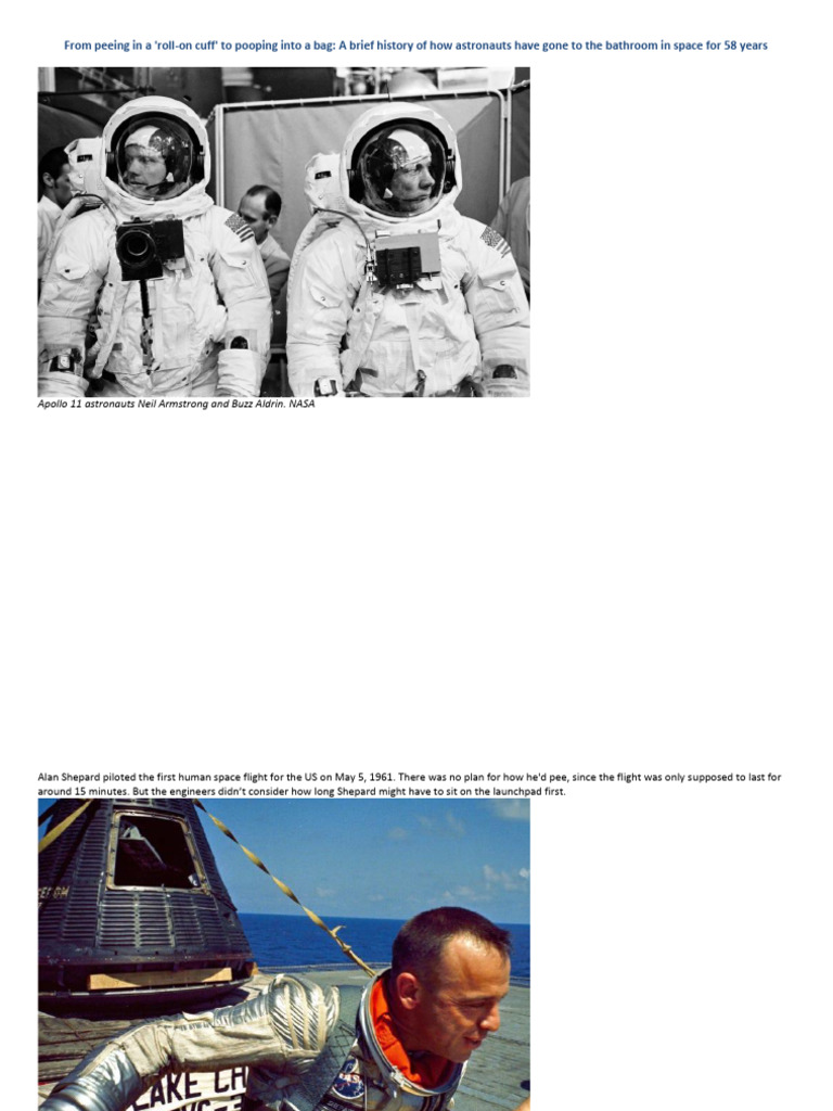 How NASA Astronauts Pee and Poop in Space - A History | PDF ...