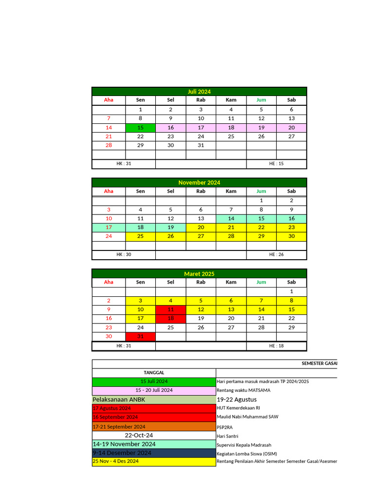 Kaldik Madrasah Aliyah Salafiyah 2024-2025 Pendis | PDF