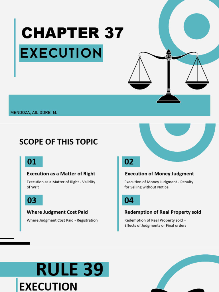 CHAPTER 37 EXECUTION | PDF | Judgment (Law) | Appeal